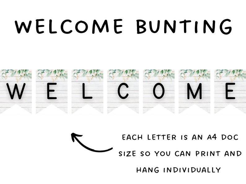 Modern Farmhouse Eucalyptus Themed Welcome Bunting, Classroom Bunting ...