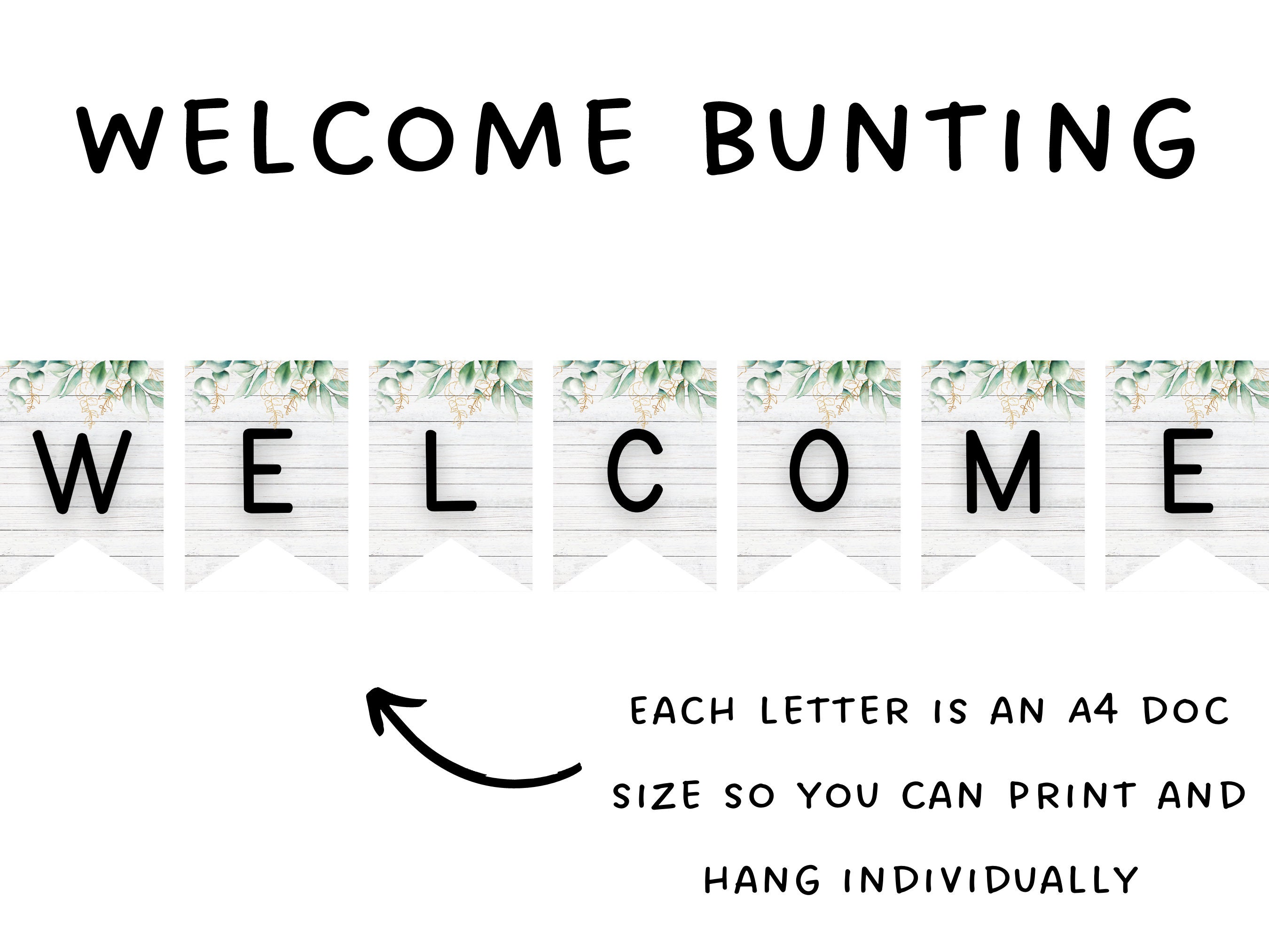 Modern Farmhouse Eucalyptus Themed Welcome Bunting, Classroom Bunting ...