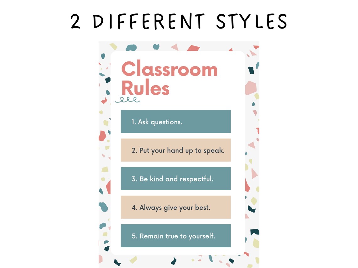Boho Themed Classroom Rules Printable Wall Art, Boho Theme Classroom ...