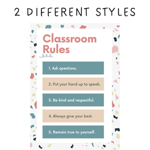 Boho Themed Classroom Rules Printable Wall Art, Boho Theme Classroom ...