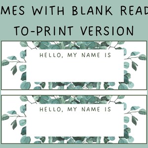 Modern Farmhouse Eucalyptus Themed Editable Classroom Name Tags Label ...