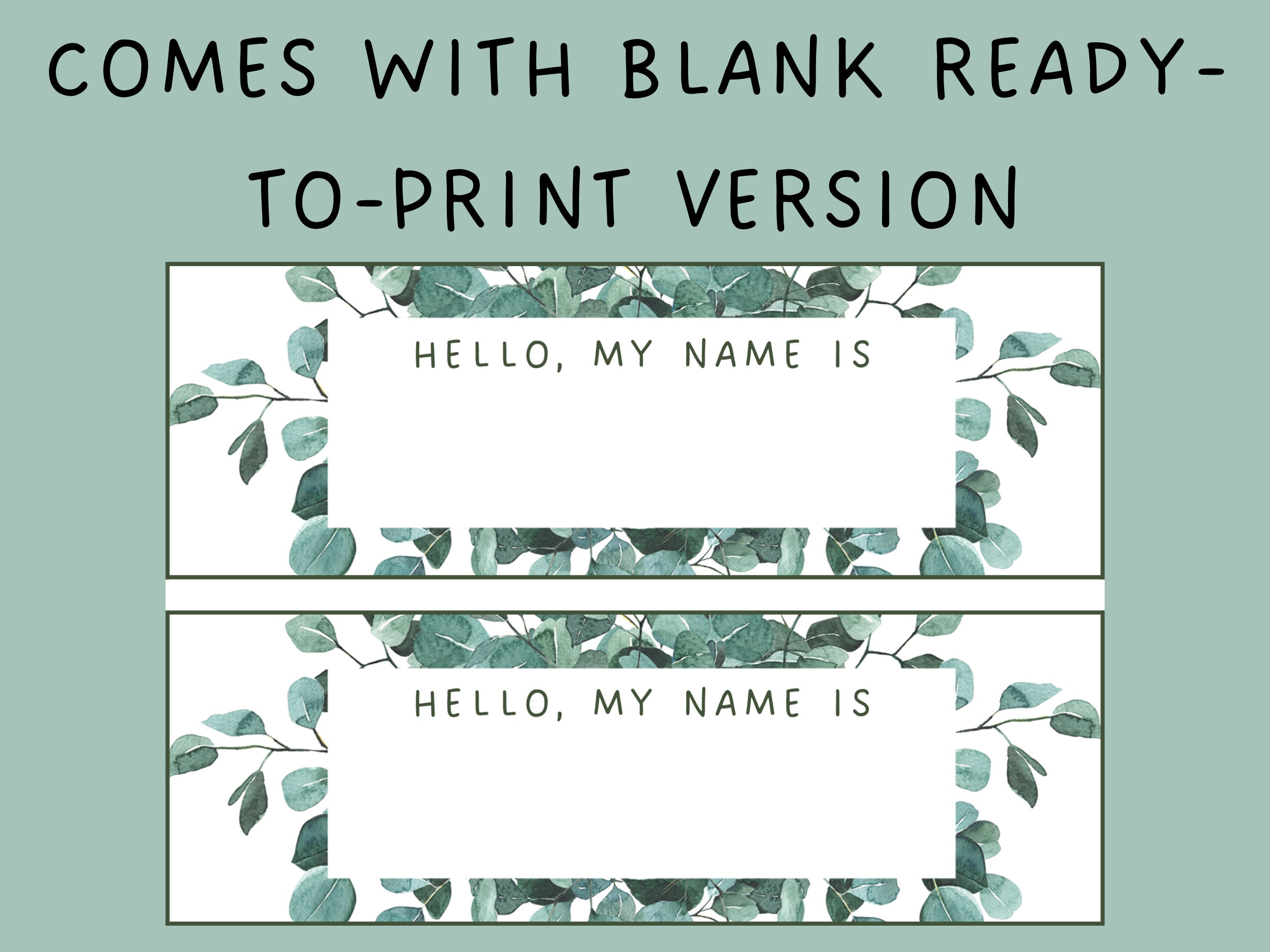 Modern Farmhouse Eucalyptus Themed Editable Classroom Name Tags Label ...