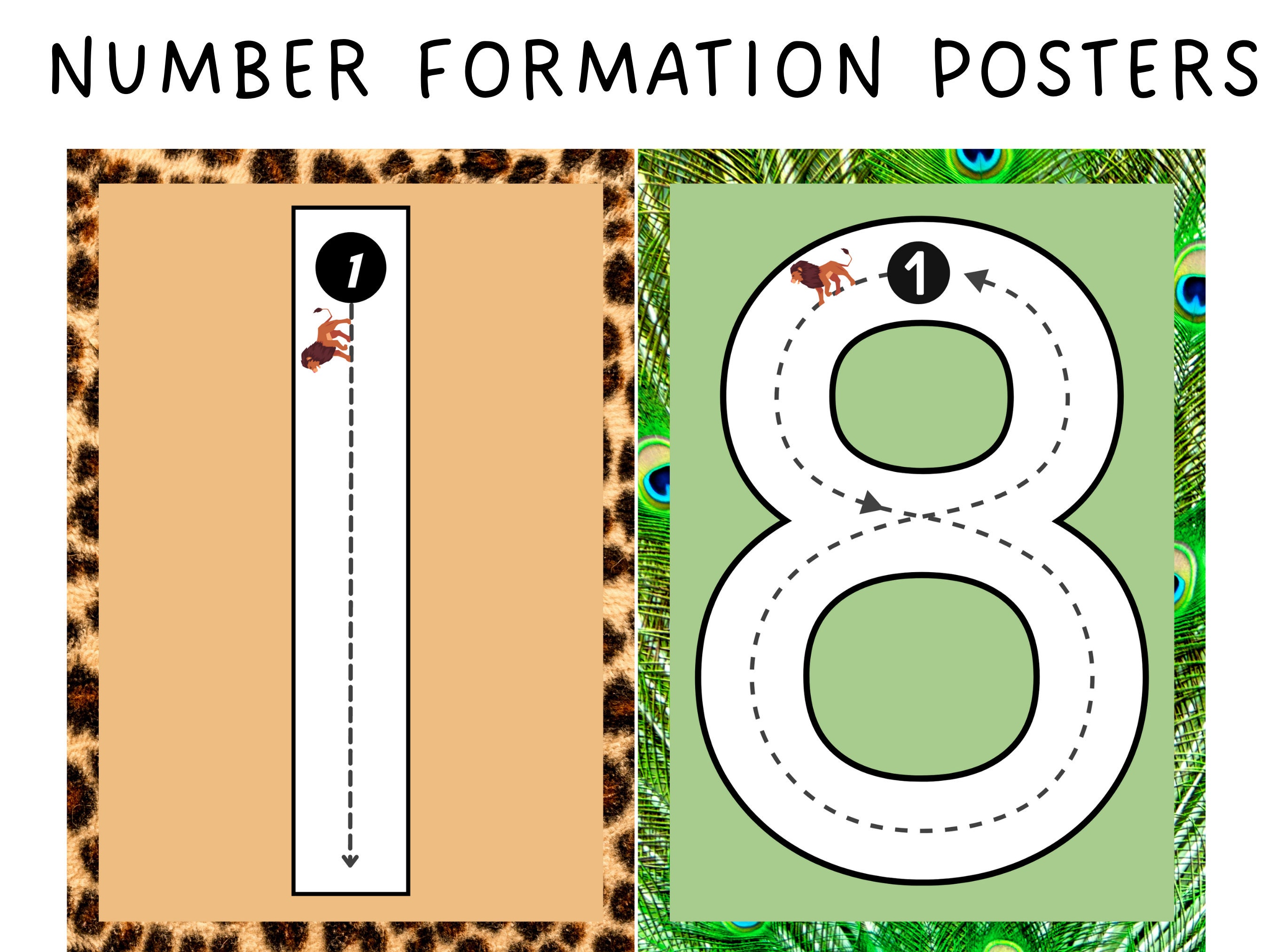Animal Themed Number Formation Posters, Teacher Classroom Decor for ...