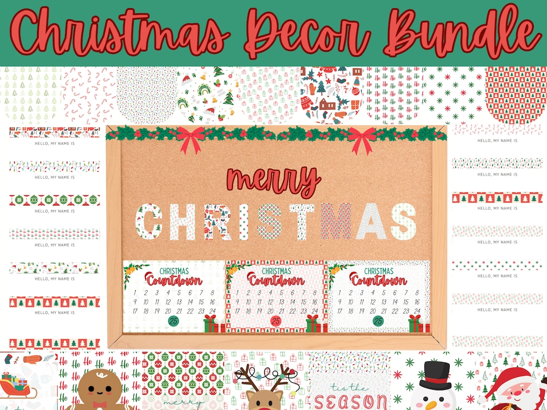 Christmas Classroom Decor Bundle: Posters, Name Tags, Countdown (PDF ...