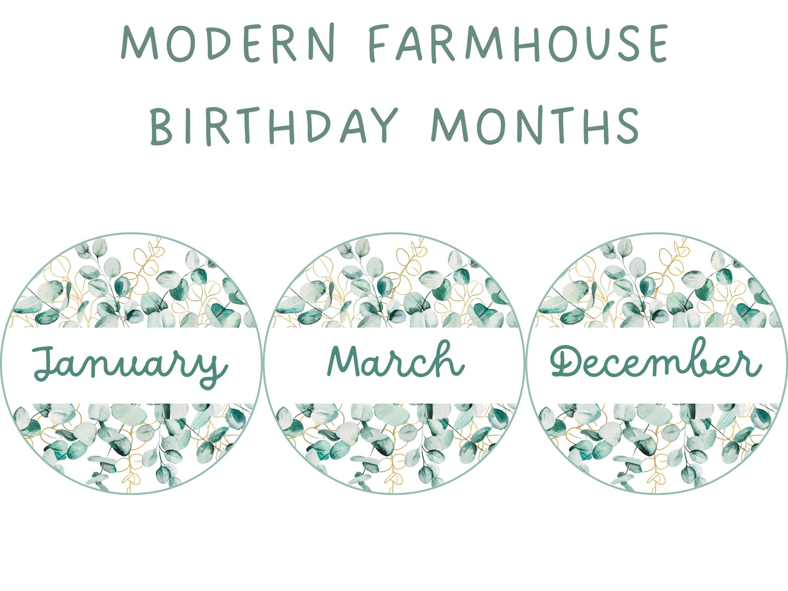 Modern Farmhouse Eucalyptus Themed Classroom Birthday Chart Display ...