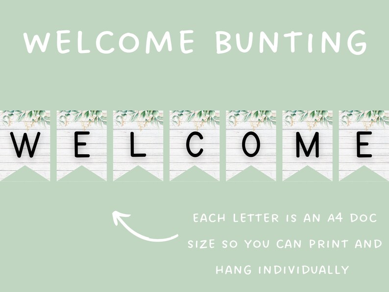 Classroom Decor Bundle Display, Eucalyptus, Welcome Sign, Birthday ...