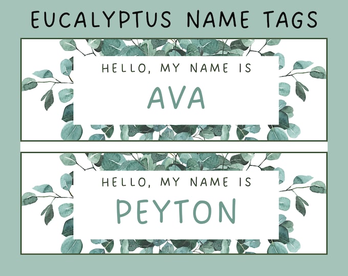 Eucalyptus and Gold Name Tags | Classroom Labels | Editable - Etsy Canada
