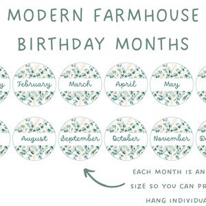 Modern Farmhouse Eucalyptus Themed Classroom Birthday Chart Display ...