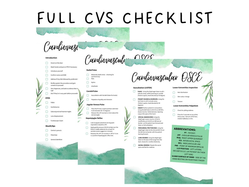Full Cardiovascular Physical Exam Summary, CVS OSCE Step by Step Guide ...