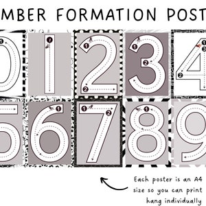 Black and White Themed Number Formation Posters, Teacher Classroom ...