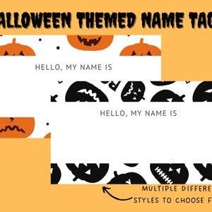 Halloween Classroom Name Tags: Printable Labels (PDF, PNG) - Etsy