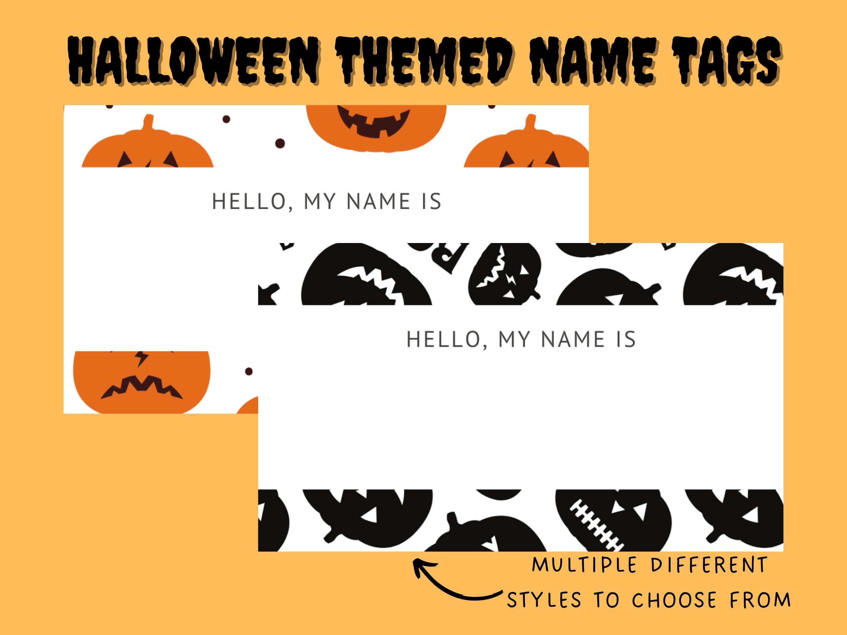 Halloween Classroom Name Tags: Printable Labels (PDF, PNG) - Etsy