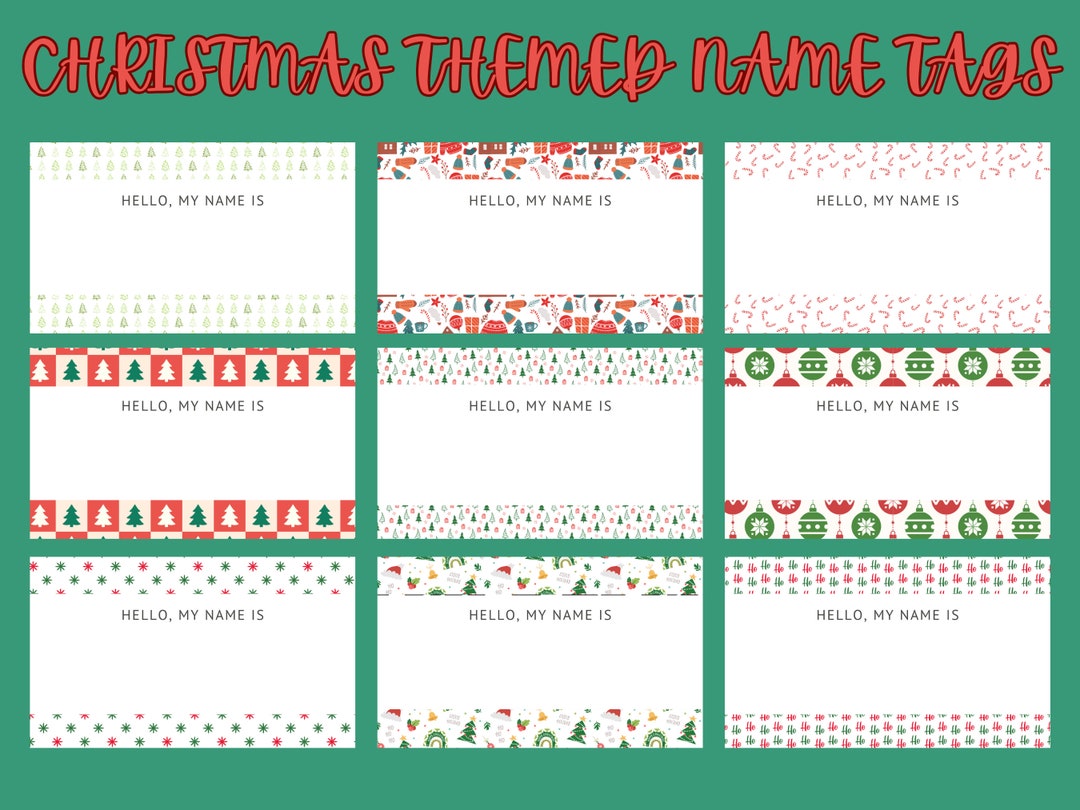 Classroom Name Tags Label, Christmas Themed Clasroom Decor, Printable ...