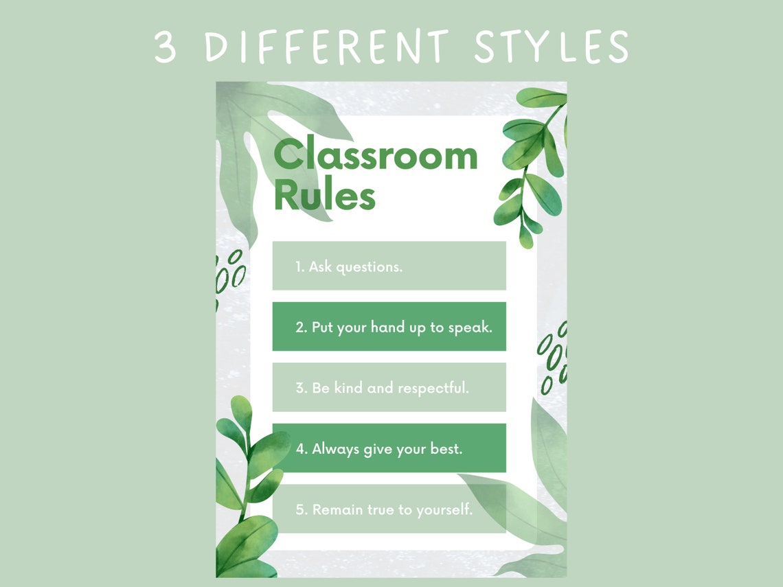 Modern Farmhouse Eucalyptus Themed Classroom Rules Printable - Etsy