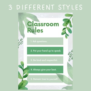 Modern Farmhouse Eucalyptus Themed Classroom Rules Printable Wall Art ...