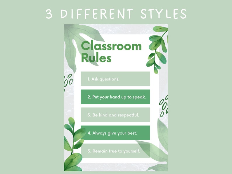 Modern Farmhouse Eucalyptus Themed Classroom Rules Printable Wall Art ...