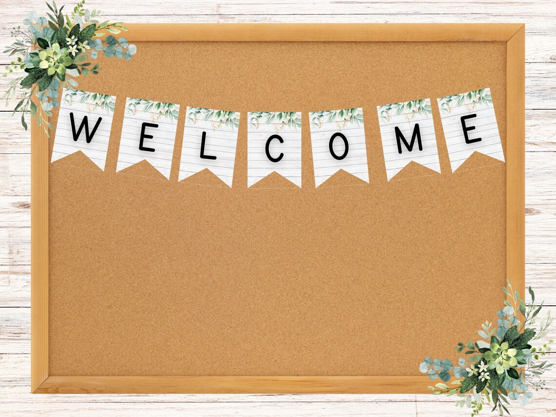 Modern Farmhouse Eucalyptus Themed Welcome Bunting, Classroom Bunting ...