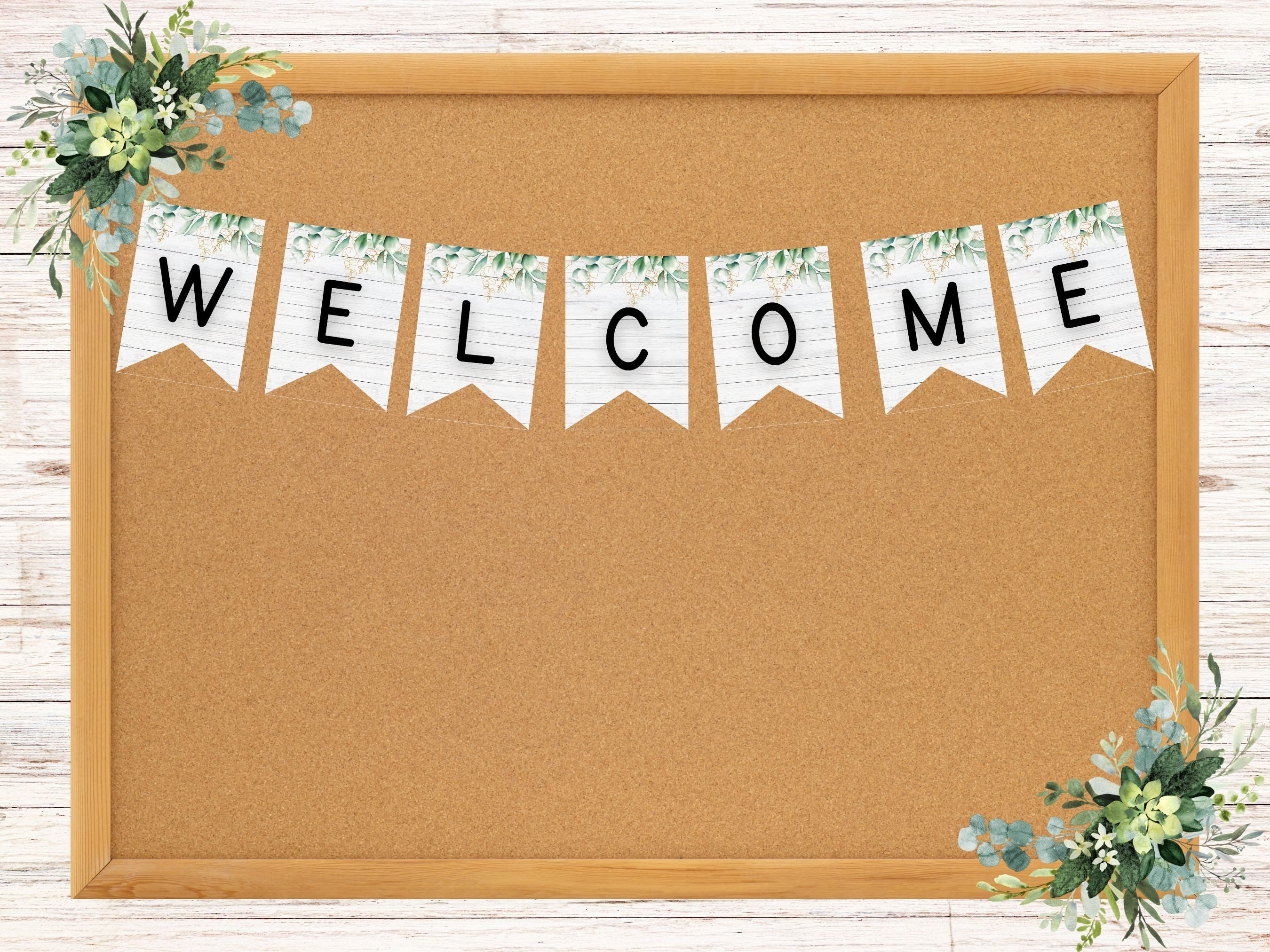 Modern Farmhouse Eucalyptus Themed Welcome Bunting, Classroom Bunting ...