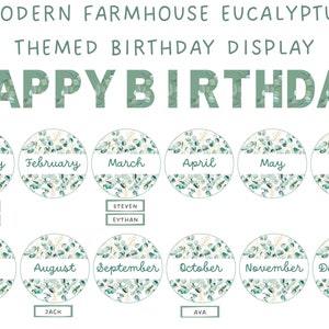 Classroom Decor Bundle Display, Eucalyptus, Welcome Sign, Birthday ...