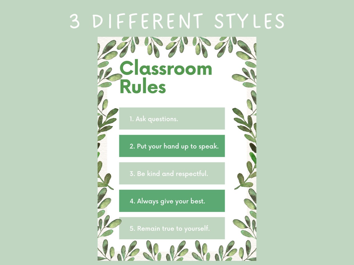 Modern Farmhouse Eucalyptus Themed Classroom Rules Printable - Etsy