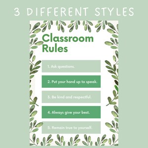 Modern Farmhouse Eucalyptus Themed Classroom Rules Printable Wall Art ...