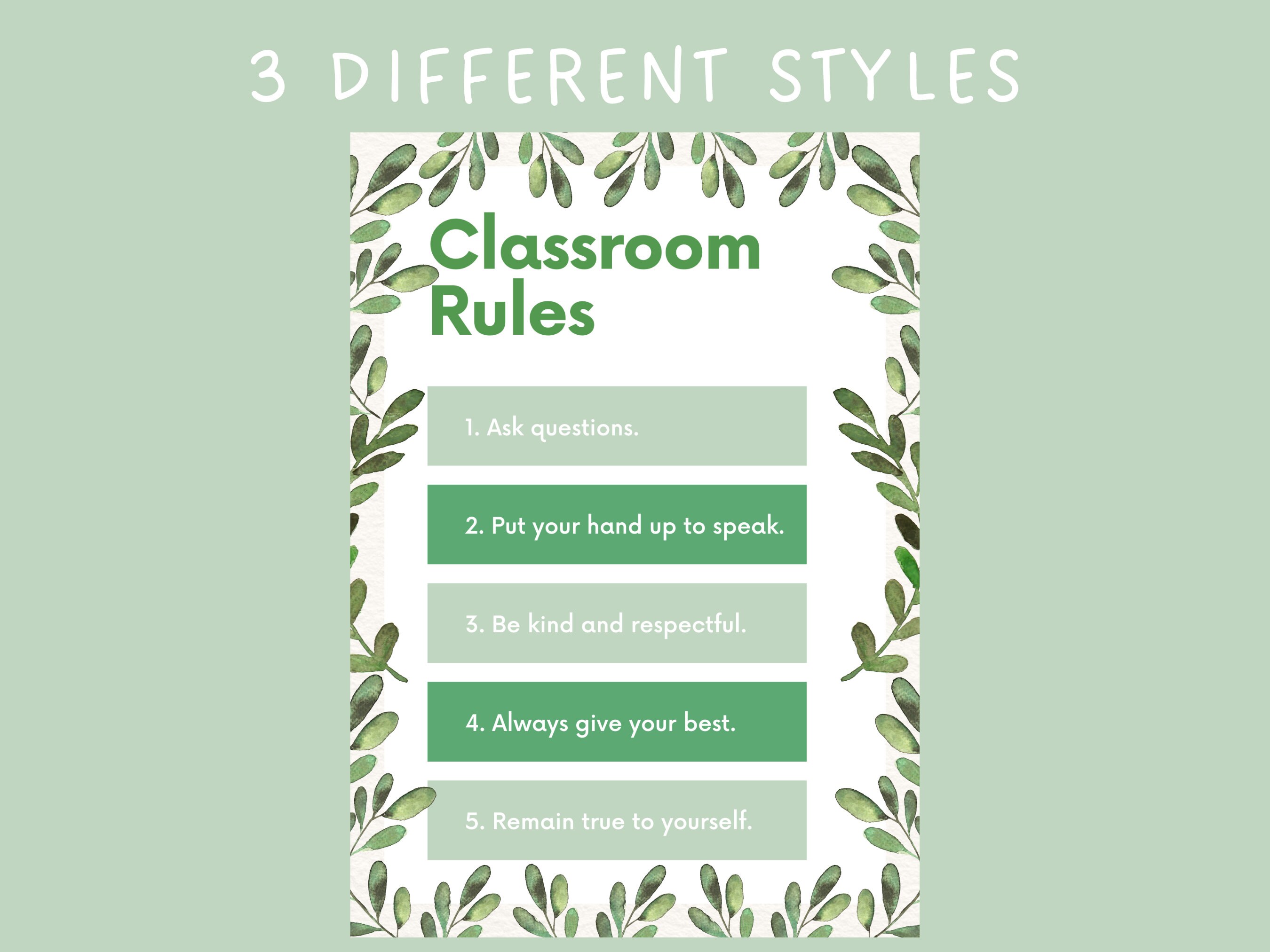 Modern Farmhouse Eucalyptus Themed Classroom Rules Printable Wall Art ...