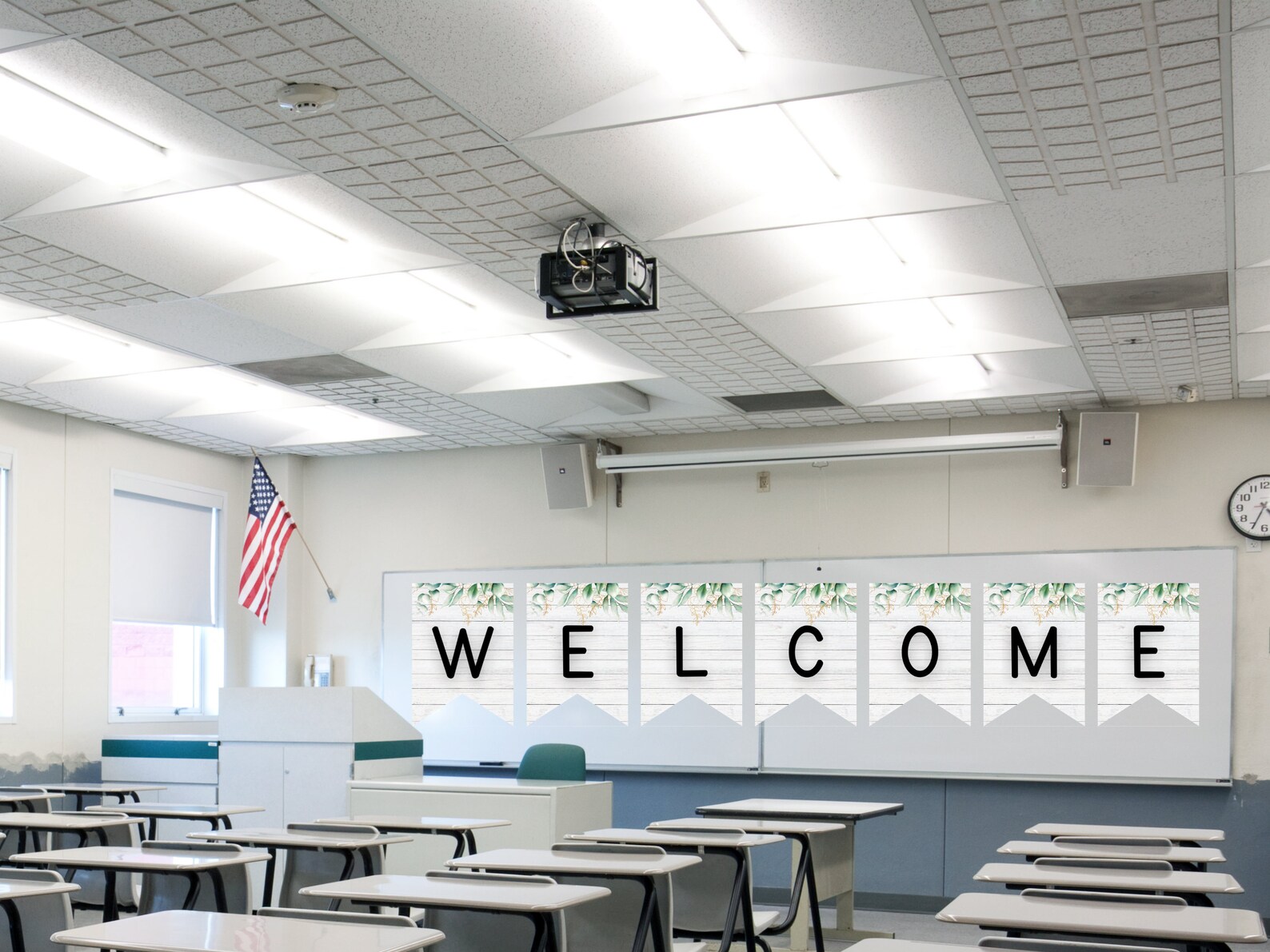 Modern Farmhouse Eucalyptus Themed Welcome Bunting, Classroom Bunting ...