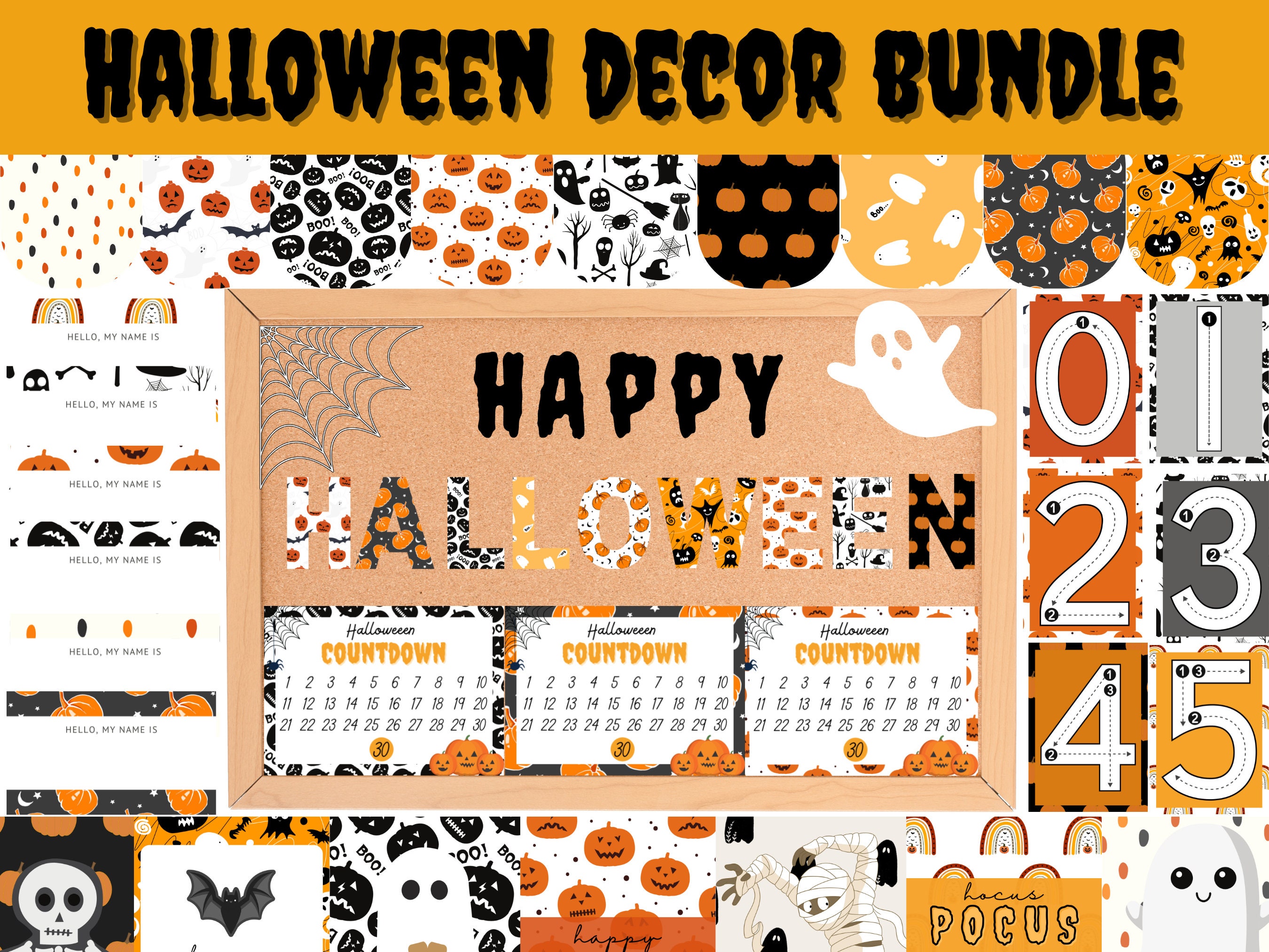Halloween Classroom Decor Bundle Display, Halloween Posters, Happy ...