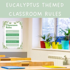 Modern Farmhouse Eucalyptus Themed Classroom Rules Printable Wall Art ...
