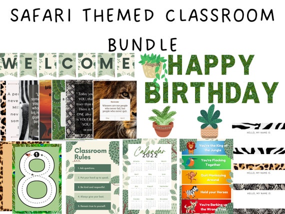 Classroom Decor Bundle Safari Display Welcome Sign Birthday - Etsy