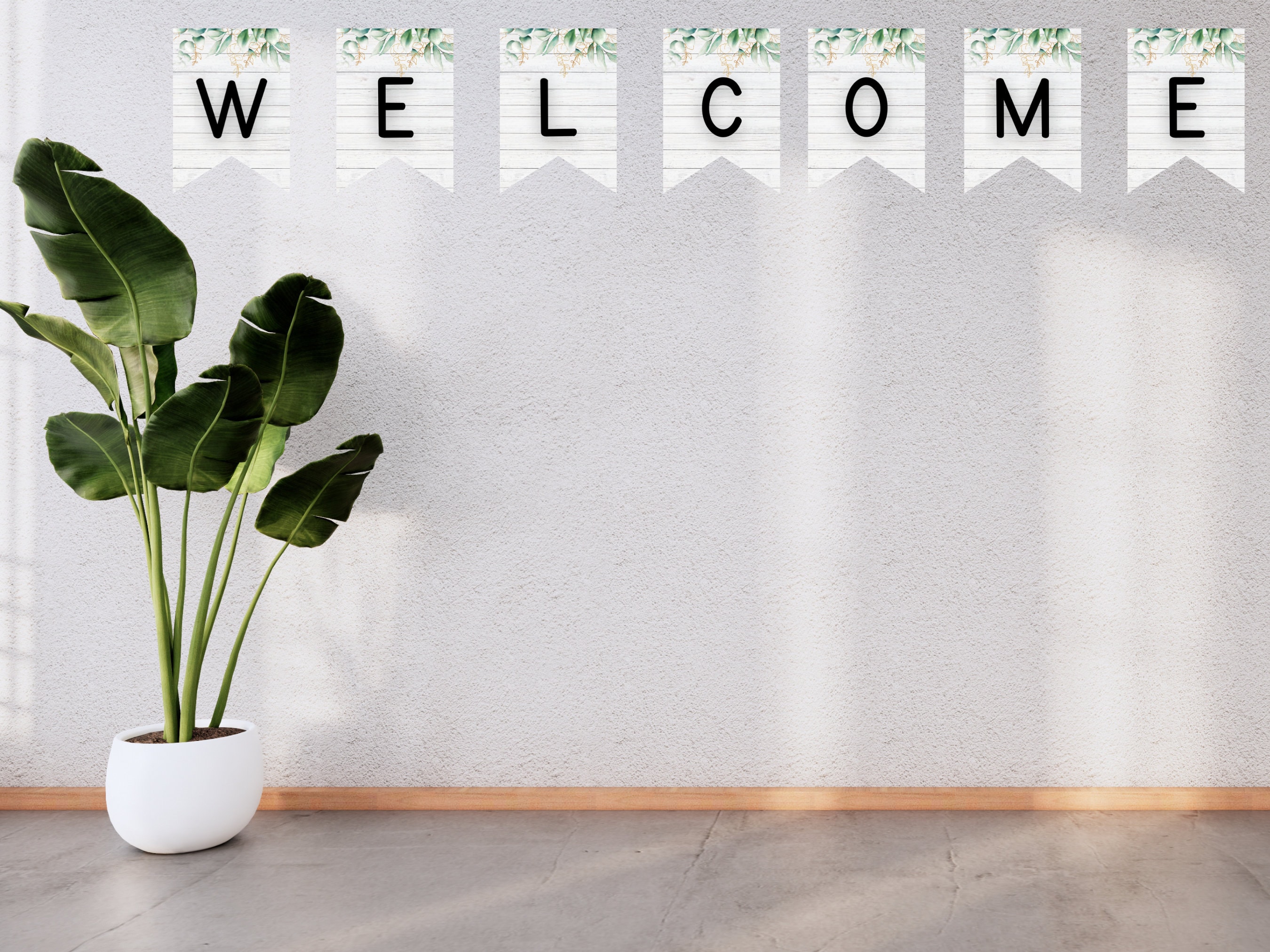 Modern Farmhouse Eucalyptus Themed Welcome Bunting, Classroom Bunting ...