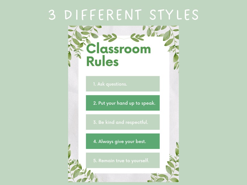 Modern Farmhouse Eucalyptus Themed Classroom Rules Printable Wall Art ...