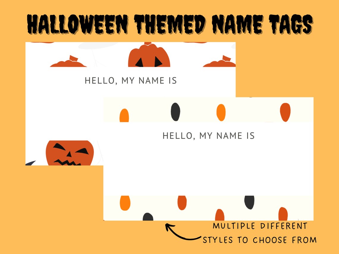 Halloween Classroom Name Tags: Printable Labels (PDF, PNG) - Etsy
