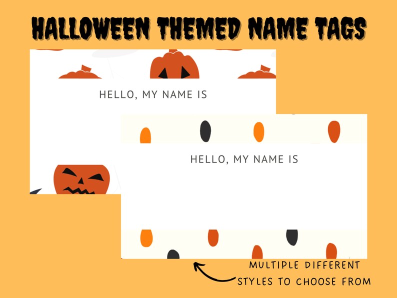 Halloween Classroom Name Tags: Printable Labels (PDF, PNG) - Etsy
