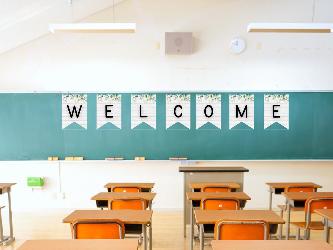 Modern Farmhouse Eucalyptus Themed Welcome Bunting, Classroom Bunting ...