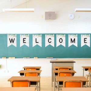 Modern Farmhouse Eucalyptus Themed Welcome Bunting, Classroom Bunting ...