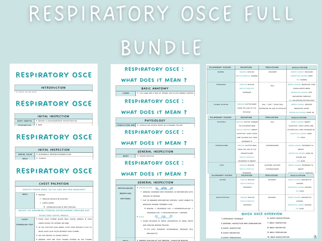 Full Respiratory Physical Exam Summary Bundle, Respiratory OSCE OSPE ...