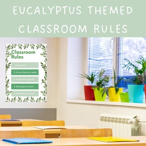 Modern Farmhouse Eucalyptus Themed Classroom Rules Printable Wall Art ...