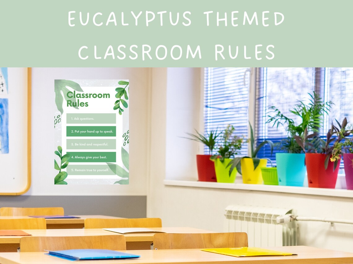 Modern Farmhouse Eucalyptus Themed Classroom Rules Printable - Etsy