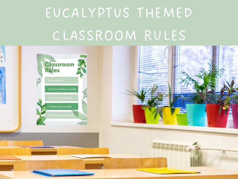 Modern Farmhouse Eucalyptus Themed Classroom Rules Printable - Etsy