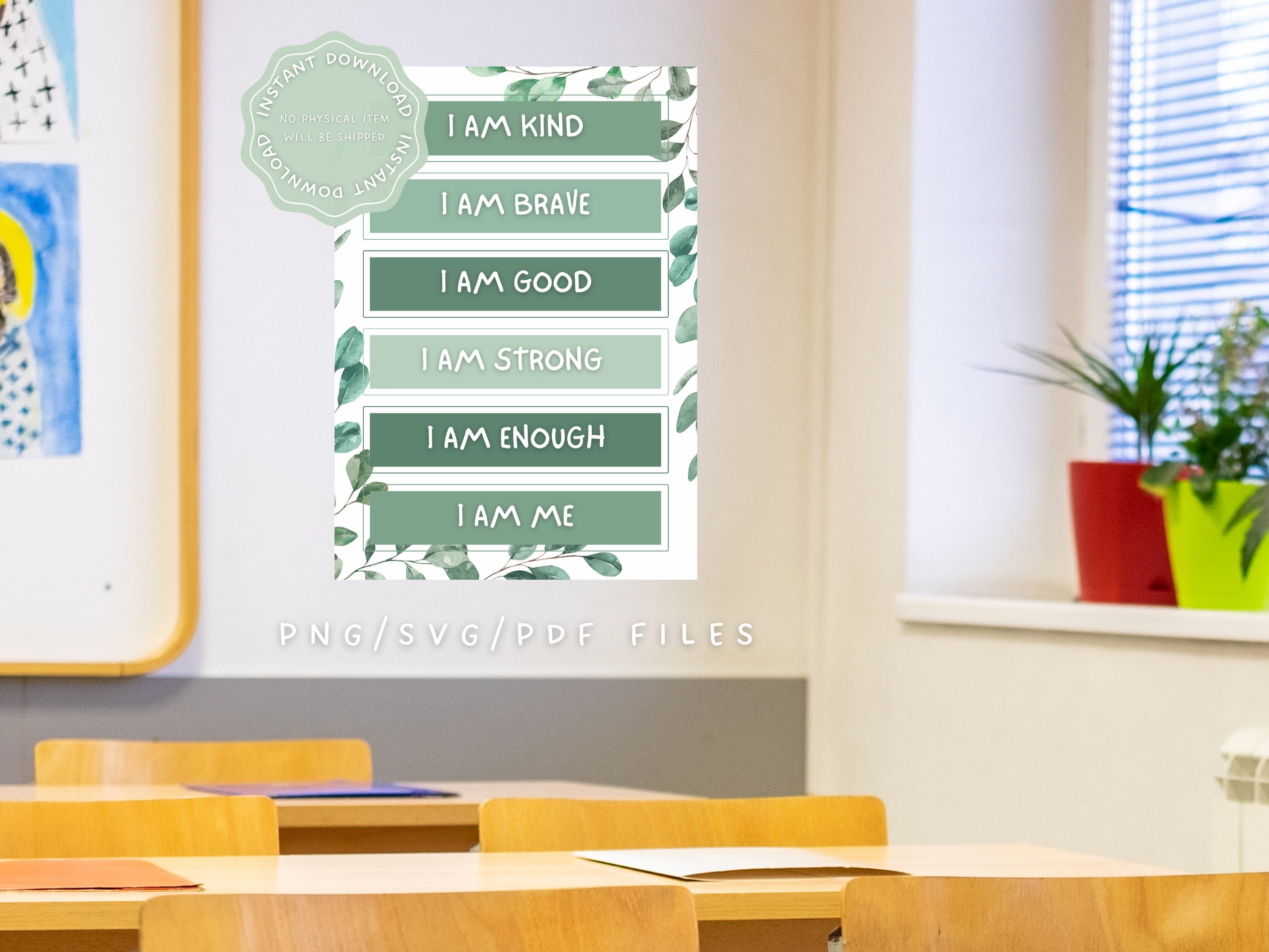 Positive Daily Affirmations for Kids, Eucalyptus Theme, Classroom ...