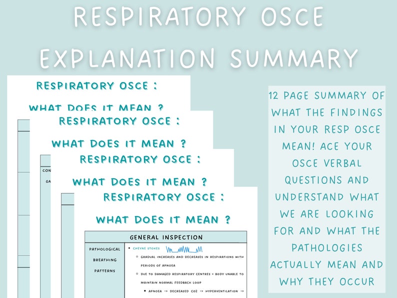 Full Respiratory Physical Exam Summary Bundle, Respiratory OSCE OSPE ...