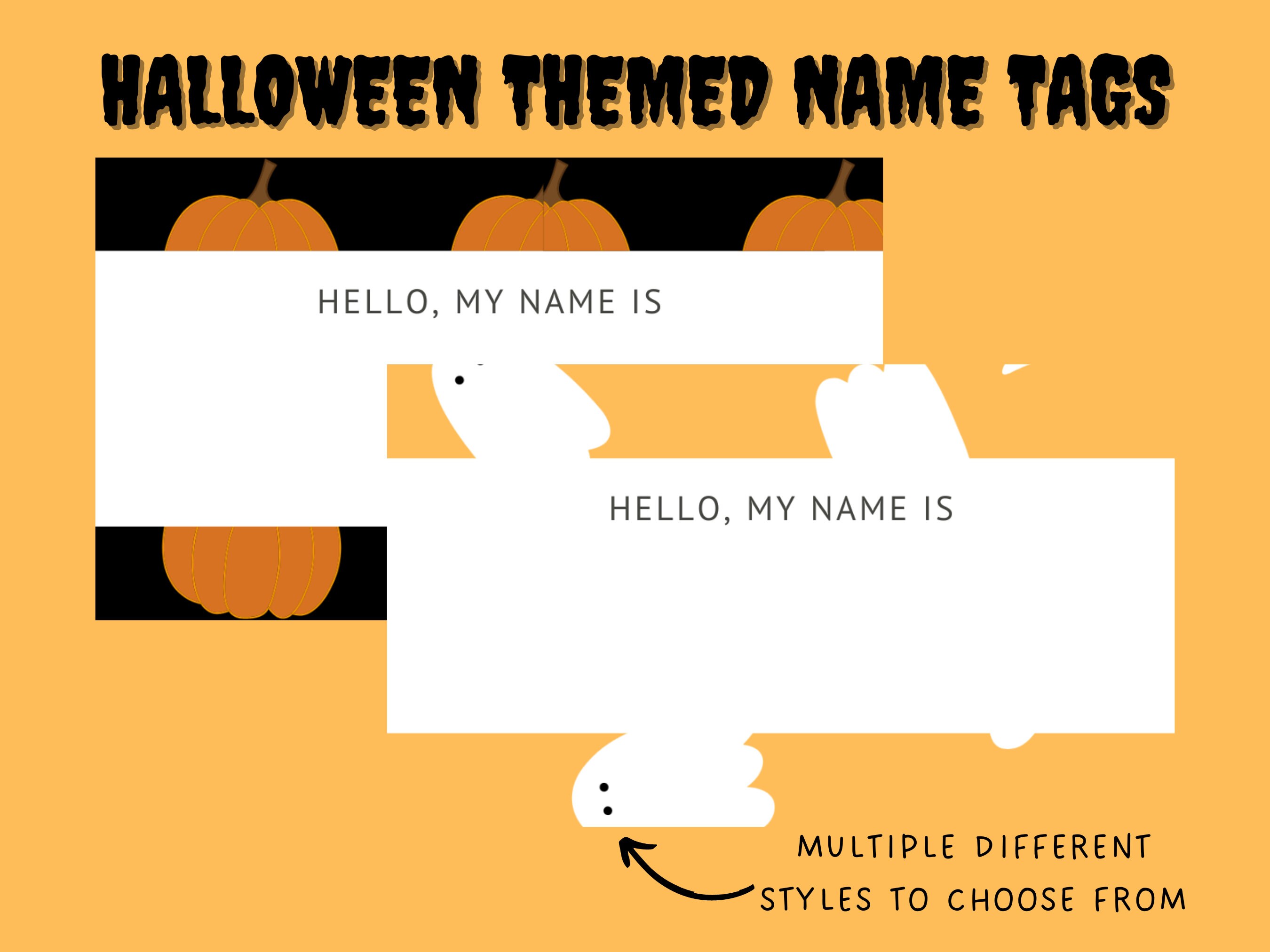 Halloween Classroom Name Tags: Printable Labels (PDF, PNG) - Etsy