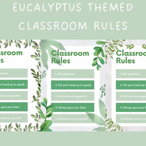 Modern Farmhouse Eucalyptus Themed Classroom Rules Printable Wall Art ...