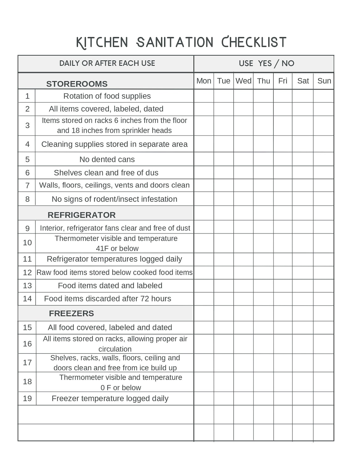 Kitchen Cleaning Checklist Log Book, Daily & Weekly Cleaning Schedule ...
