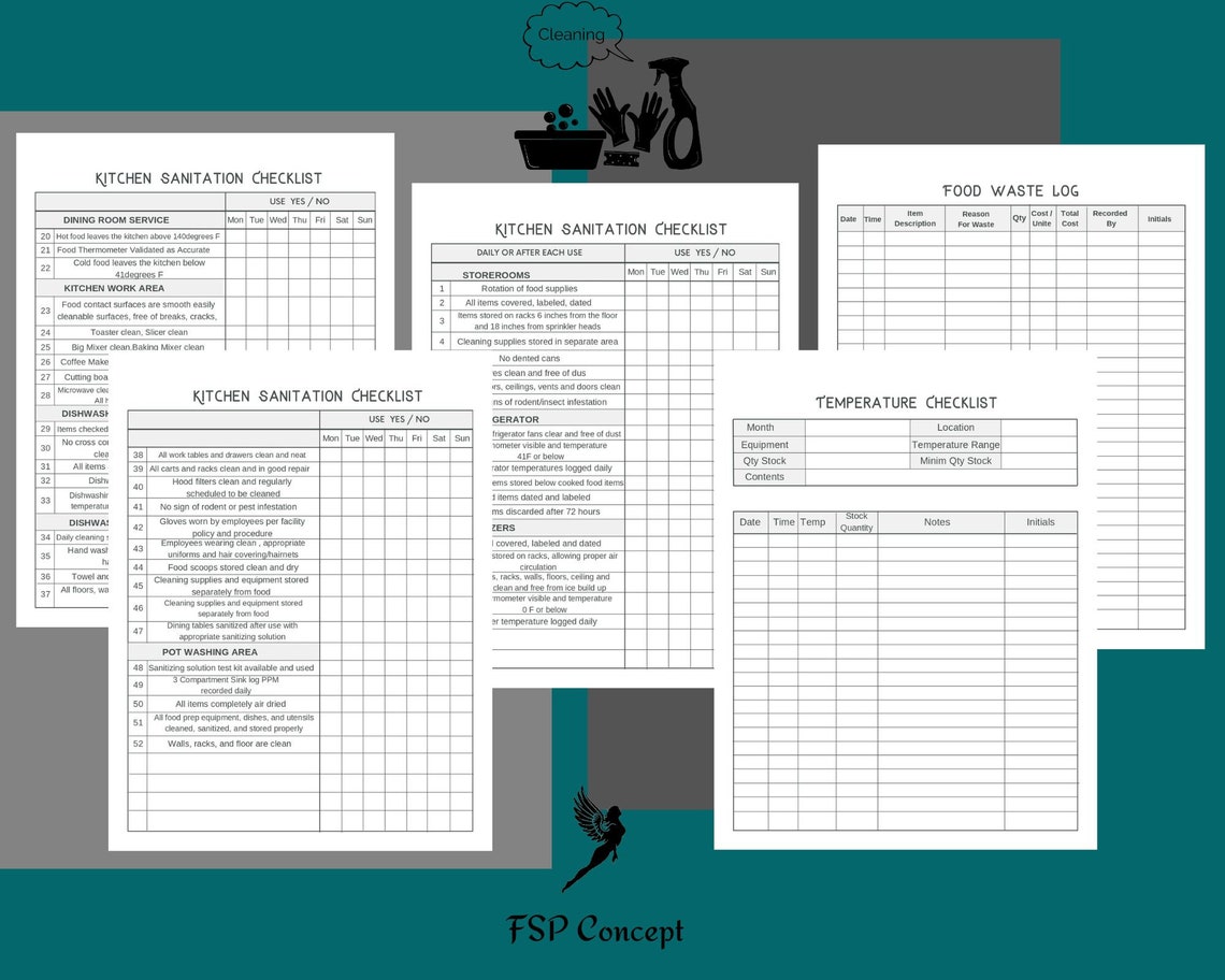 Kitchen Cleaning Checklist Log Book, Daily & Weekly Cleaning Schedule ...