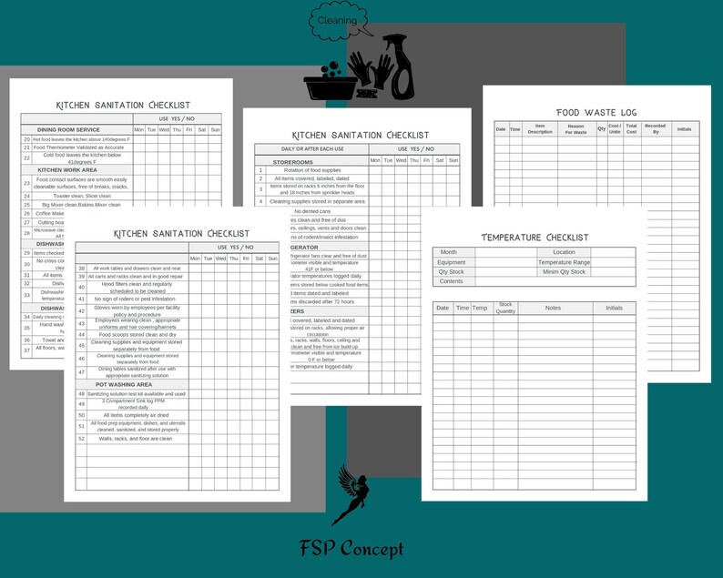 Kitchen Cleaning Checklist Log Book, Daily & Weekly Cleaning Schedule ...