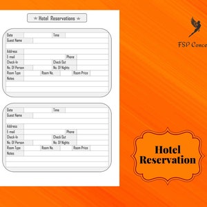 Hotel Reservation Notebook, Journal Template Room Booking Form Sheet ...