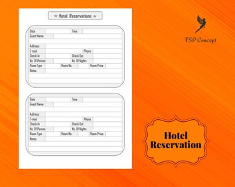 Hotel Reservation Log Book Journal Template Room Booking Form Sheet ...