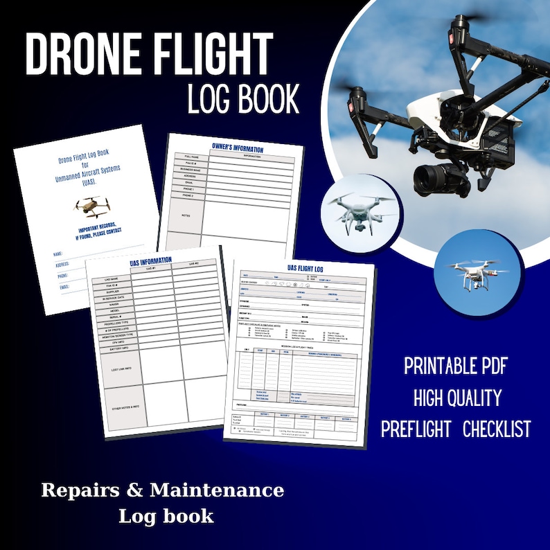 Drone Flight Log Book, Ultimate UAS Drone Flight & Maintenance Logbook ...